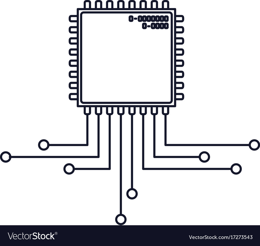 Cpu microprocessor icon monochrome silhouette Vector Image Cpu microprocessor icon monochrome silhouette Vector Image