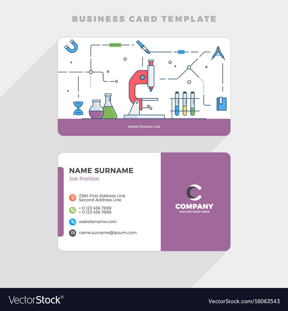 Creative business card template with flat line Vector Image