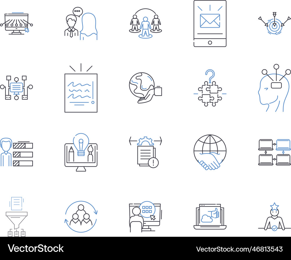 Customer acquisition line icons collection Vector Image
