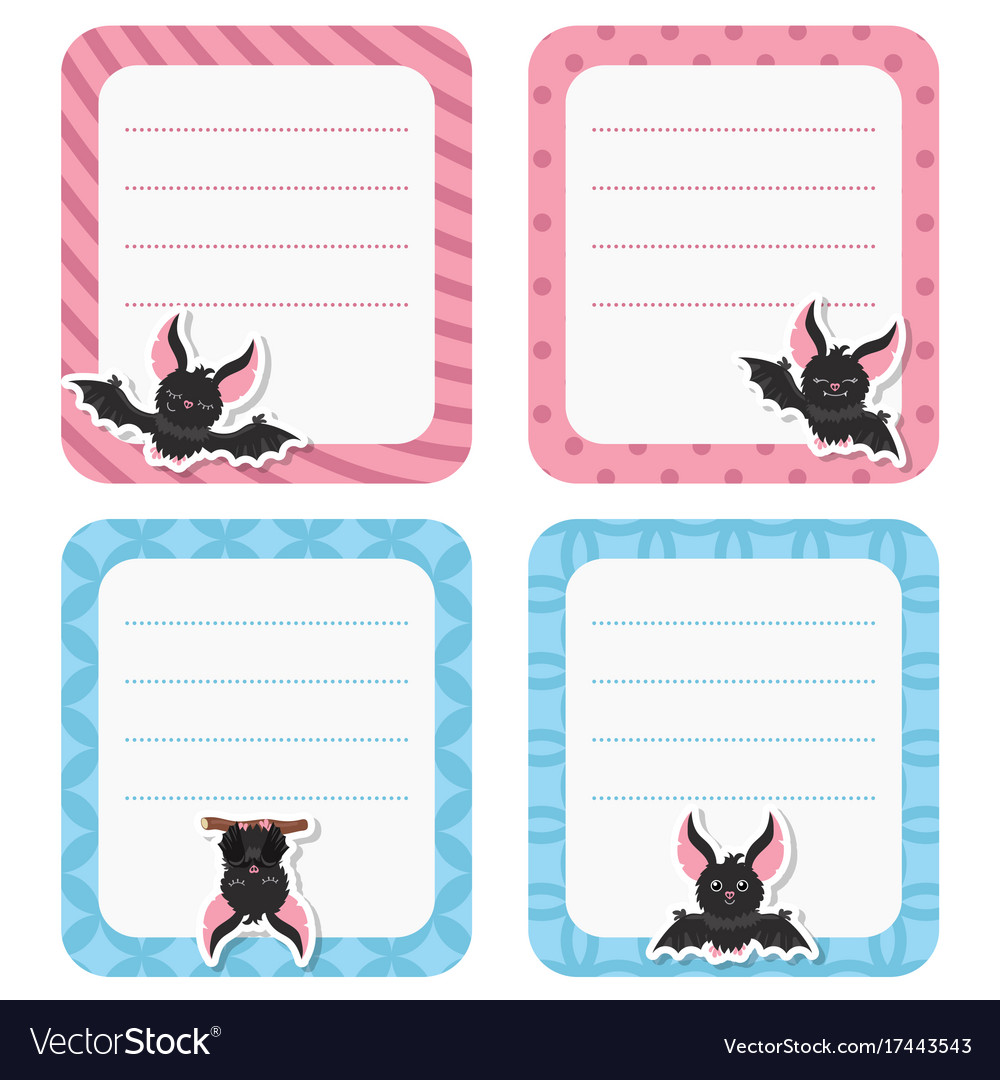Cute cards or stickers with bat cards Royalty Free Vector