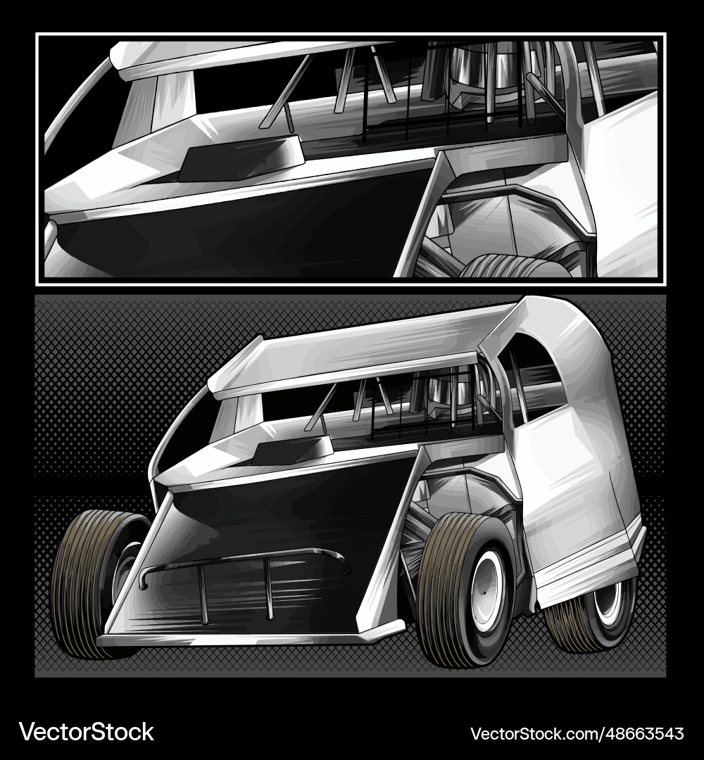 Grey drag racing car with black strip Royalty Free Vector