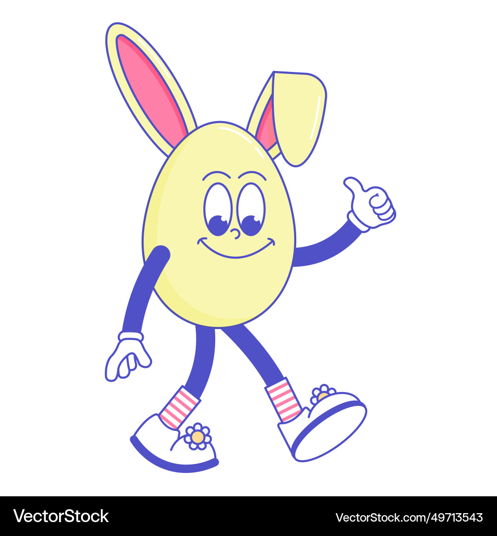 Happy easter spring holiday retro groovy cartoon Vector Image
