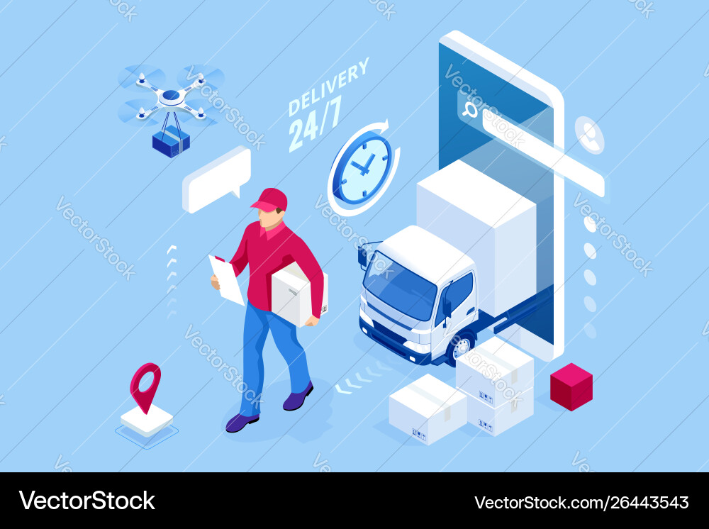 Isometric logistics and delivery concept delivery Vector Image