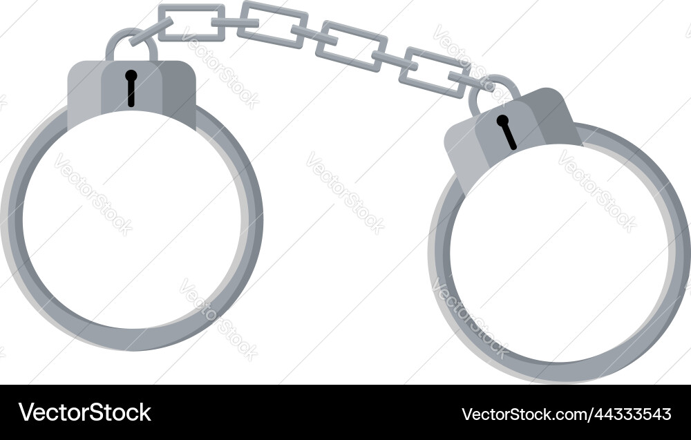 Metal handcuffs on a white background Royalty Free Vector