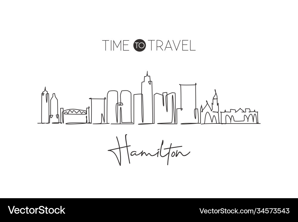 One single line drawing hamilton city skyline Vector Image