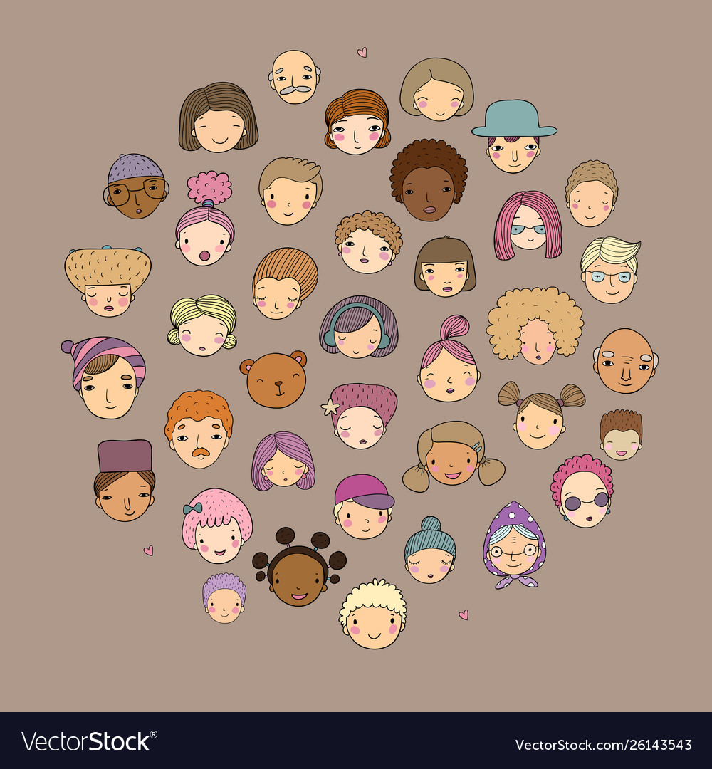 Pattern with graphical faces Royalty Free Vector Image