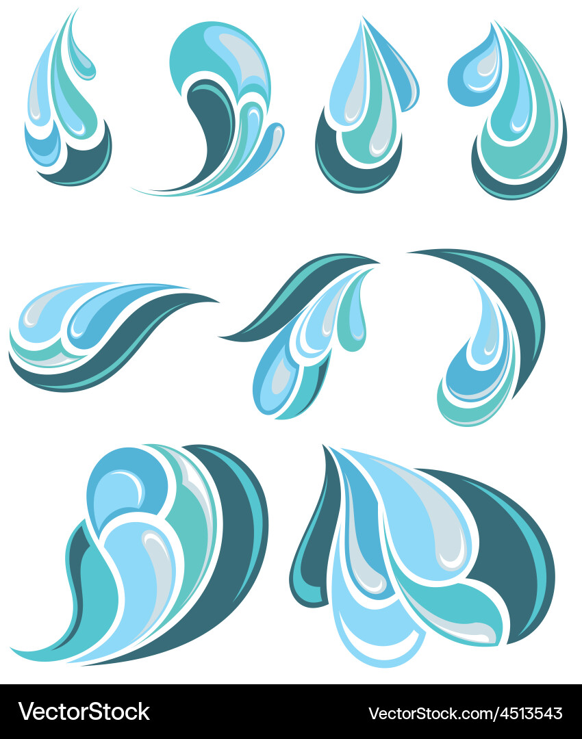 Splash of blue water drops Royalty Free Vector Image