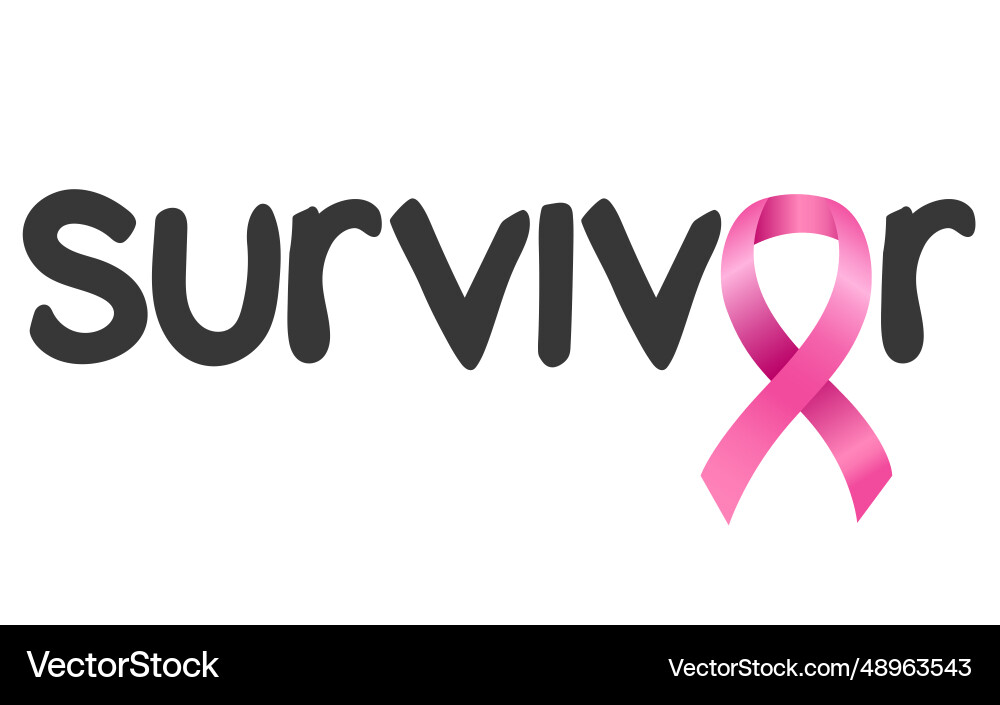 Survivor lettering design intertwined with a pink Vector Image