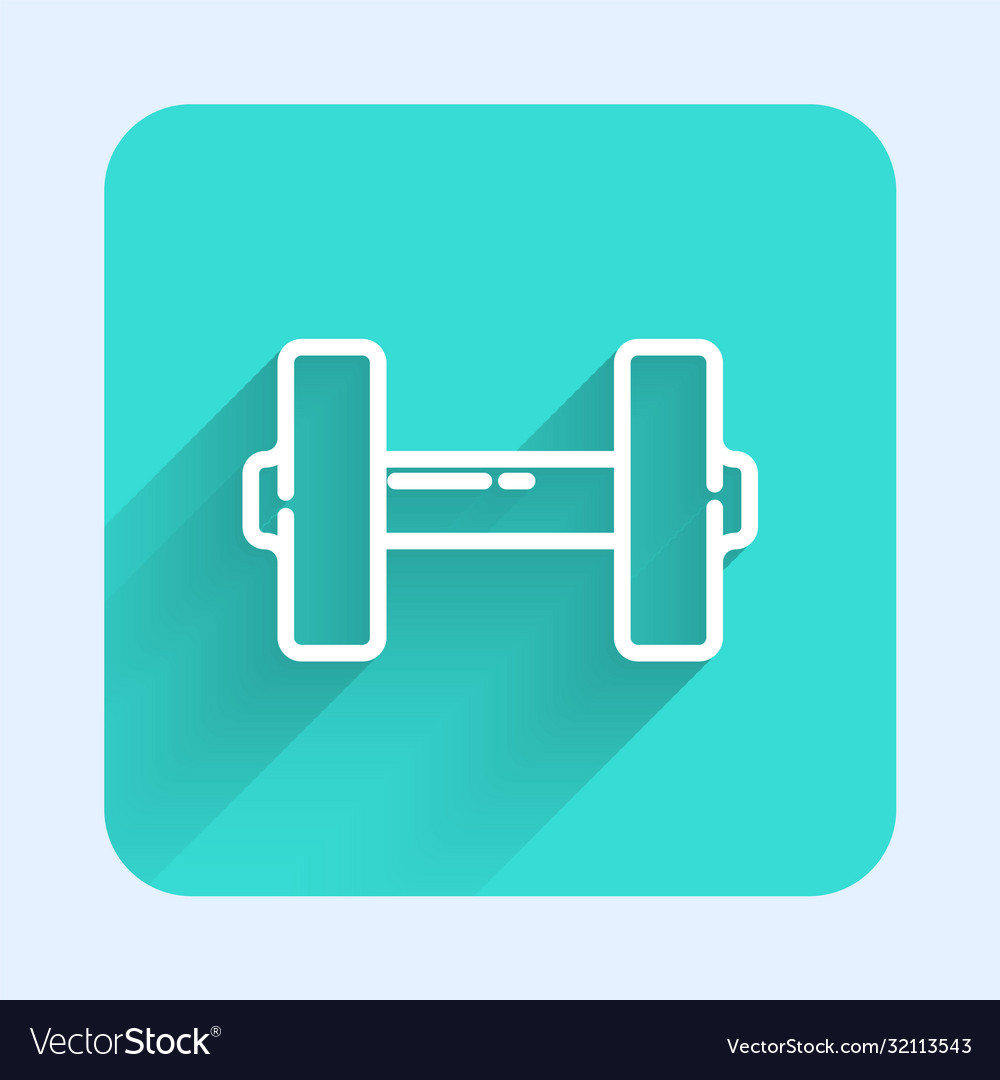 White line dumbbell icon isolated with long shadow