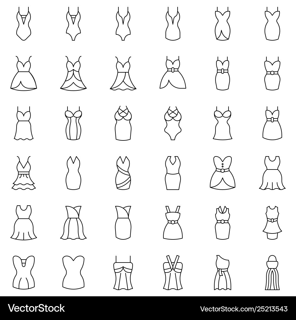 Women clothing icon set line style Royalty Free Vector Image