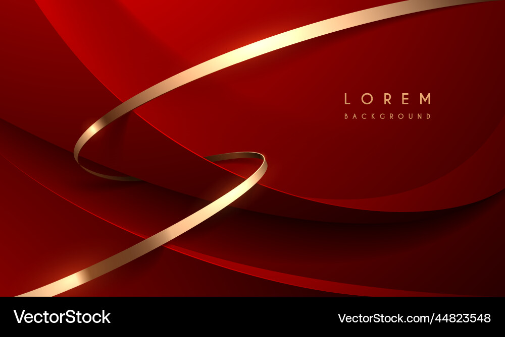 Abstract red and gold ribbons background Vector Image