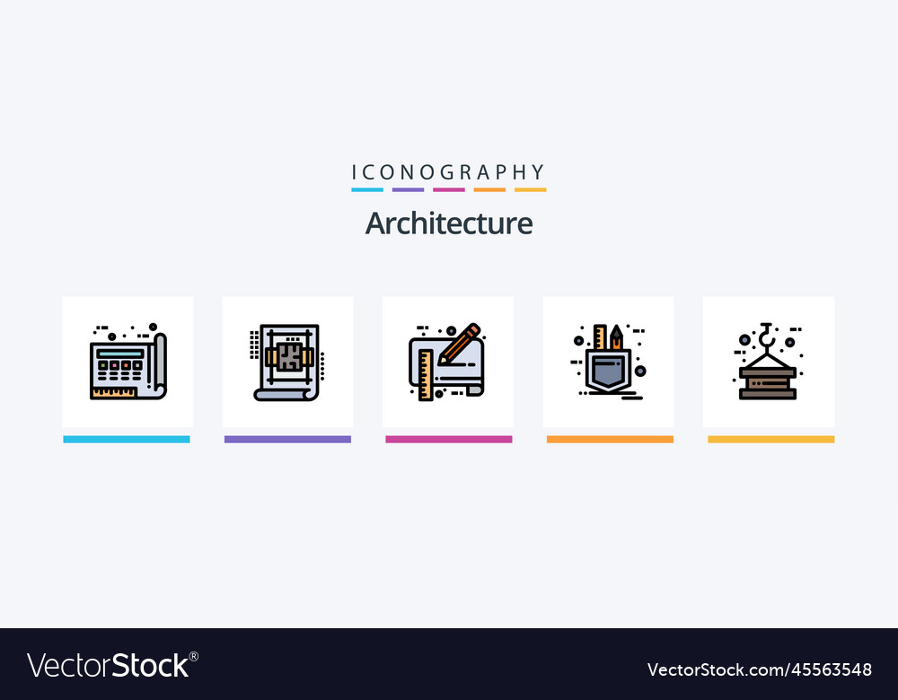 Architecture line filled 5 icon pack including Vector Image
