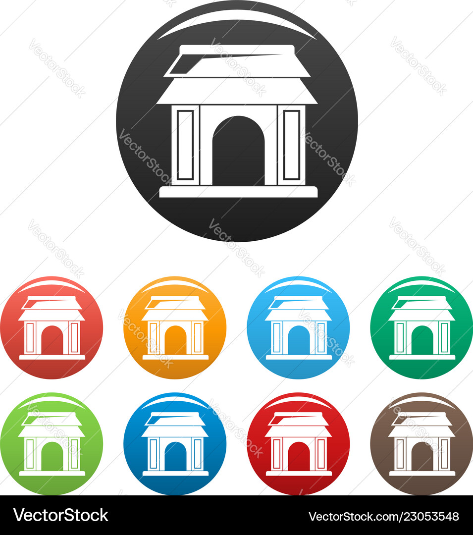 Asian gate icons set color Royalty Free Vector Image