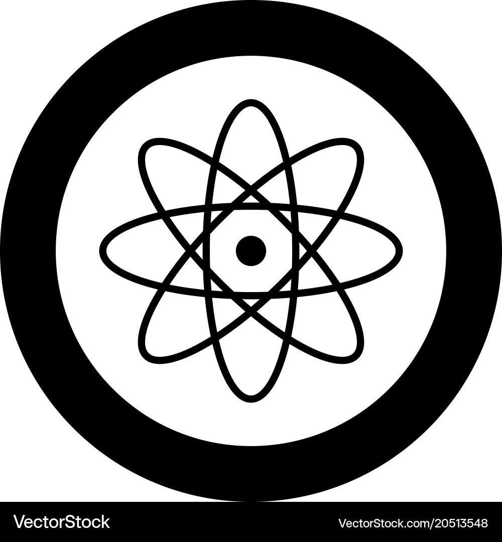 Atom icon black color in circle or round Vector Image