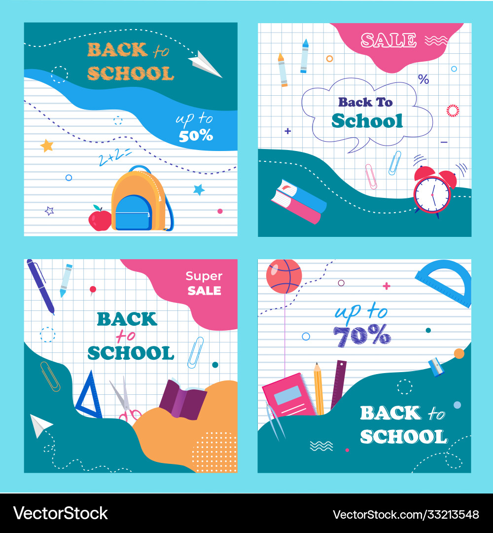 Back to school banner template set for social Vector Image