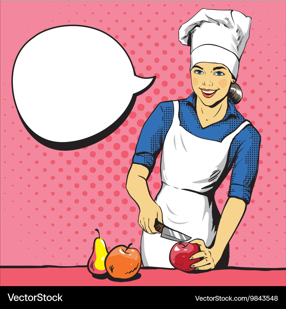 Beautiful woman cooking Royalty Free Vector Image