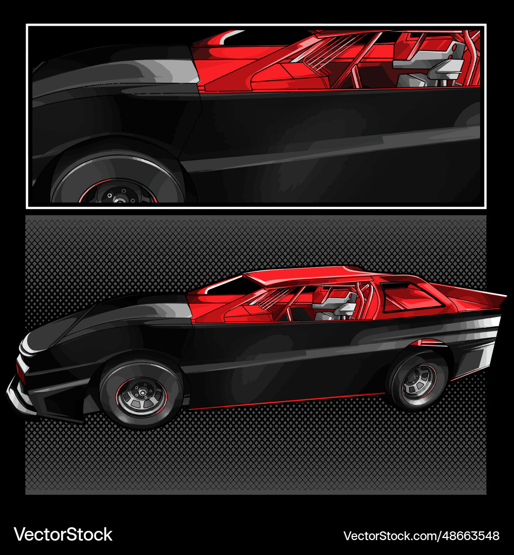 Black drag racing car with red strip Royalty Free Vector