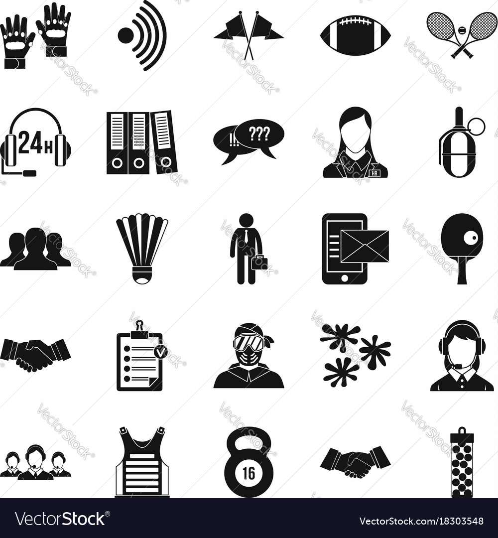 Coach icons set simple style Royalty Free Vector Image