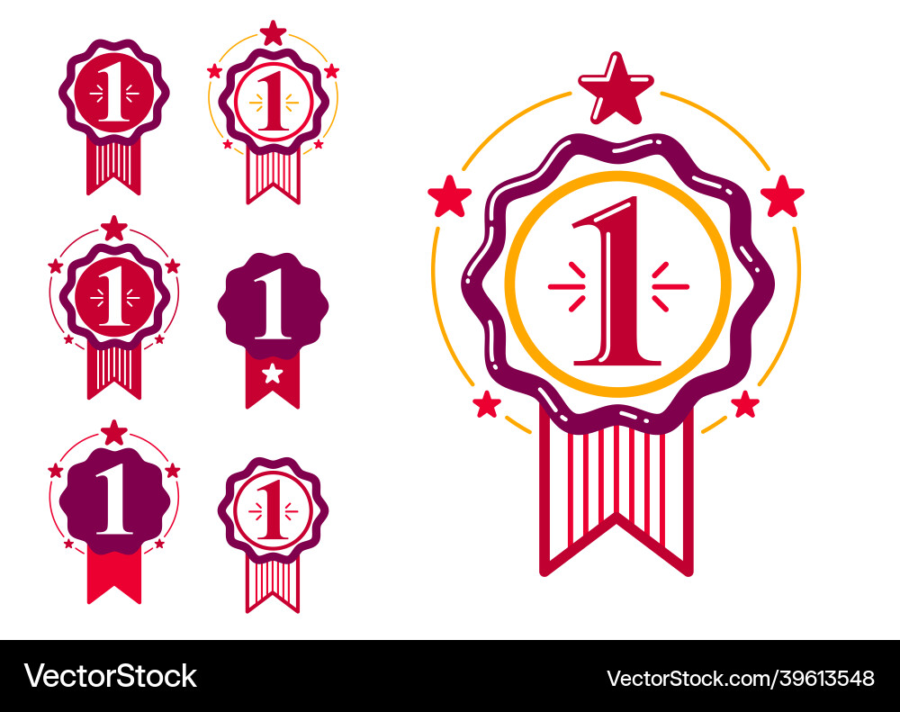First place badge awards set graphic design Vector Image