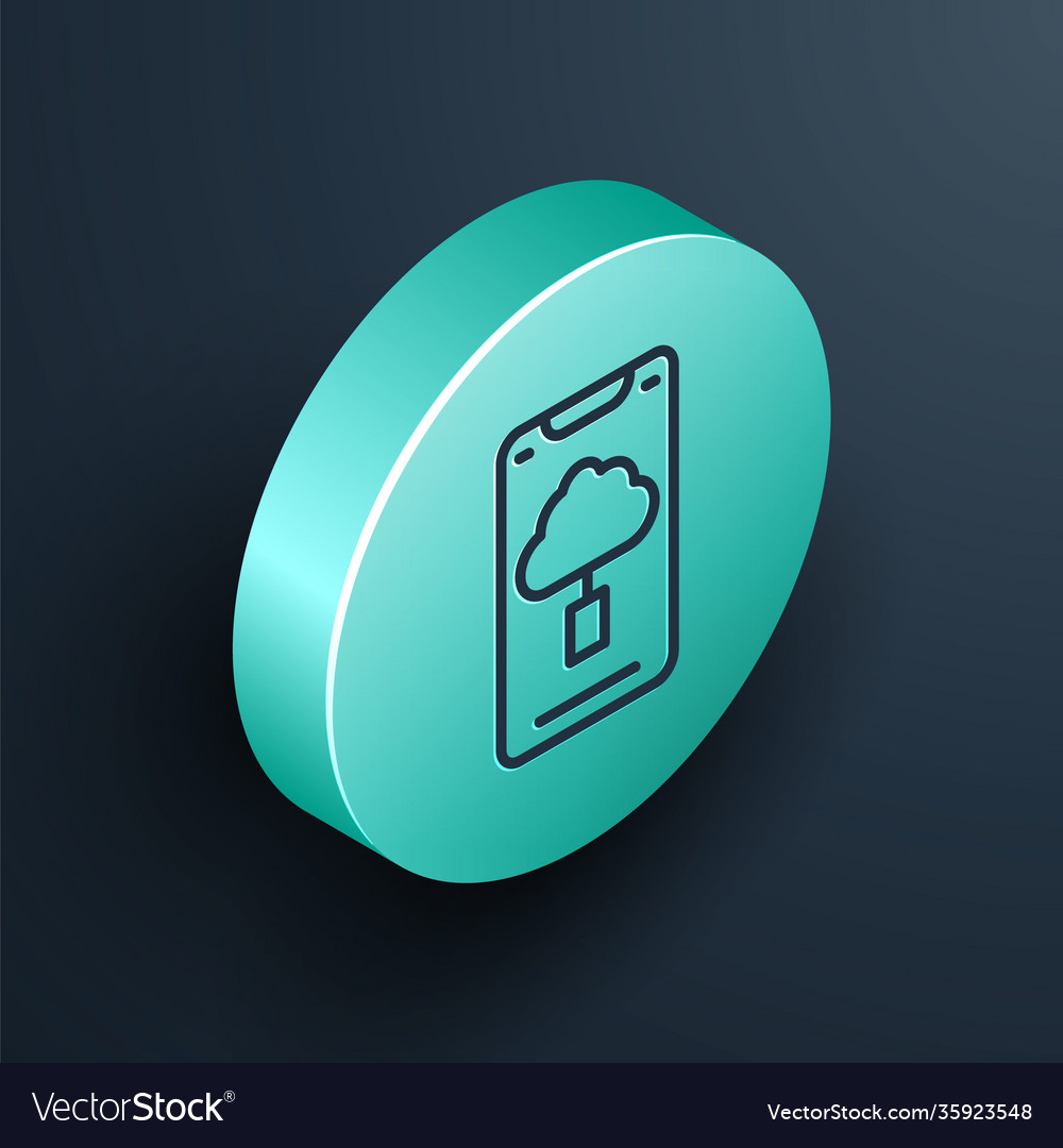 Isometric line cloud technology data transfer Vector Image