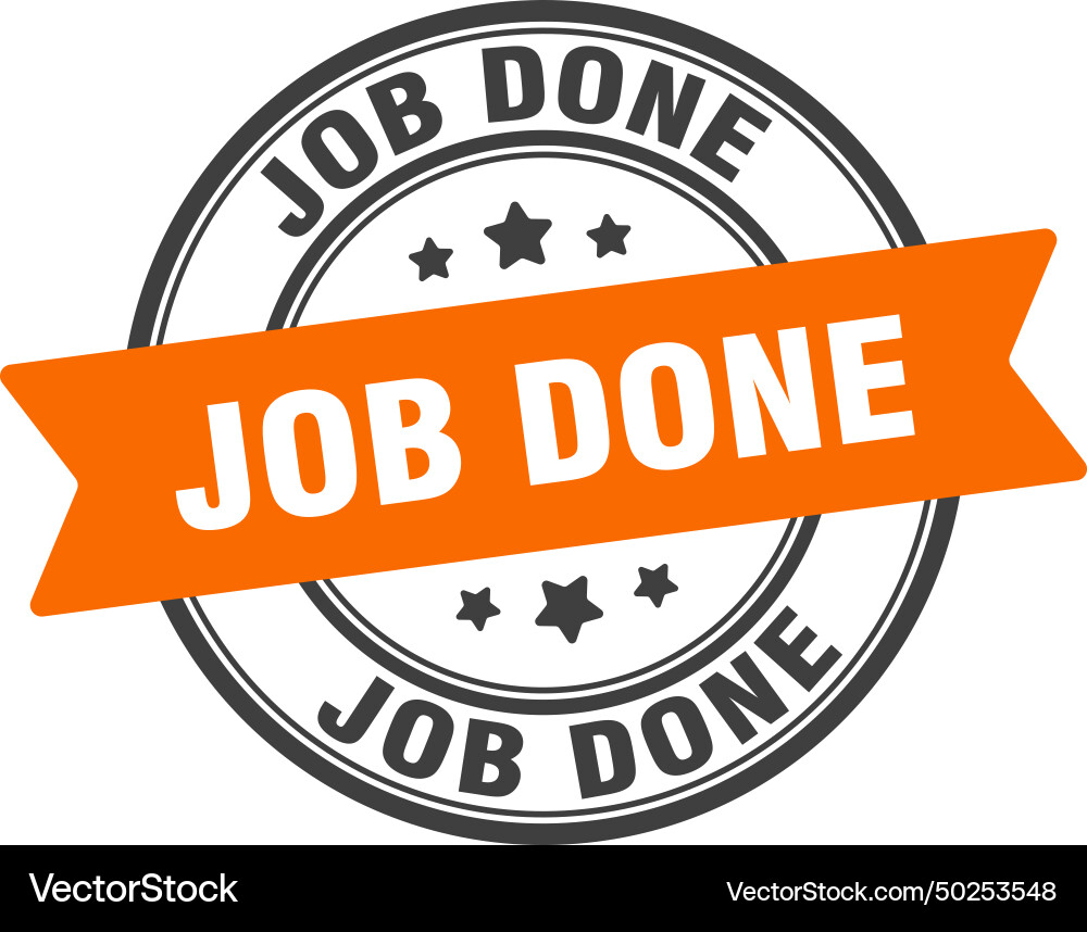 Job done stamp label on transparent Royalty Free Vector