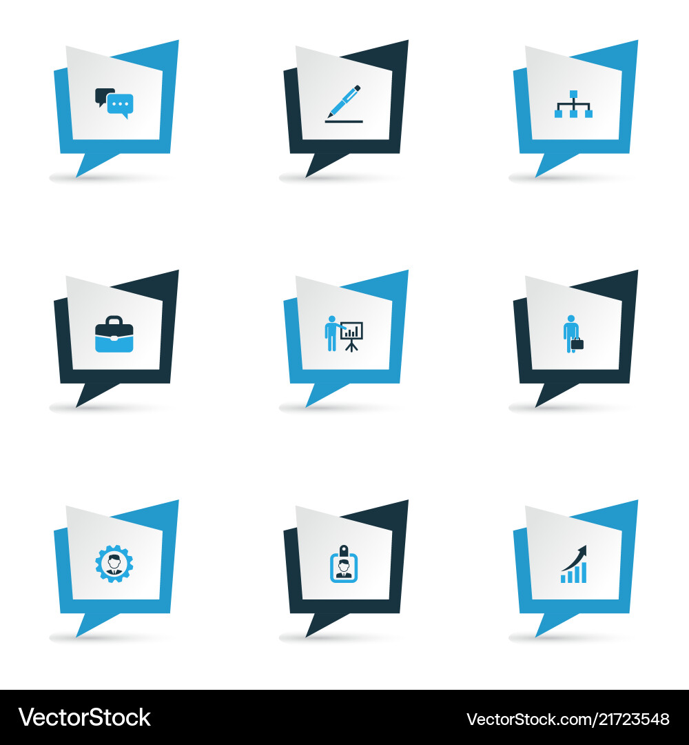 Job icons colored set with handbag network Vector Image