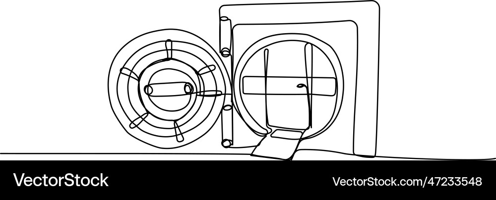Large safe bank protection security one line art Vector Image