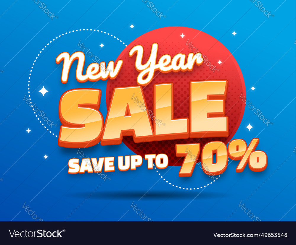 Promotional new year sale banner with 3d text Vector Image