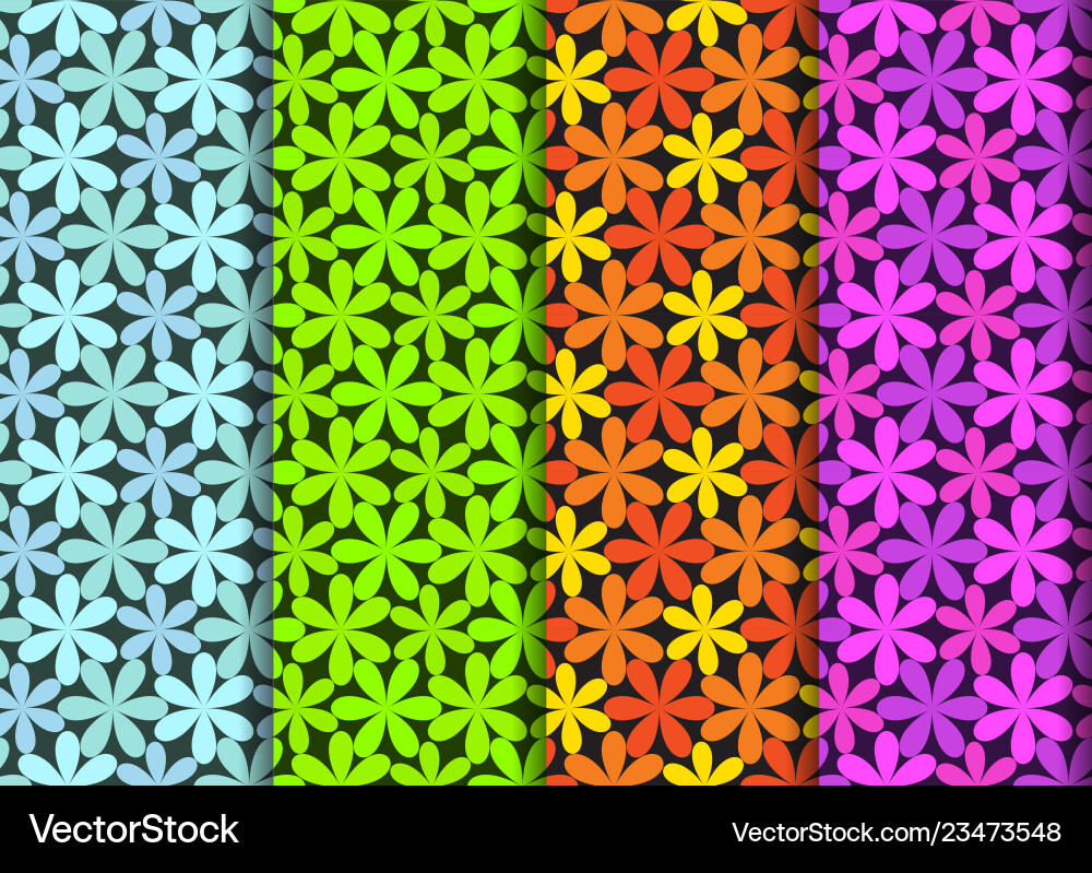 Seamless flower pattern in four color art Vector Image