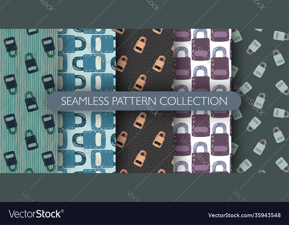Set privacy seamless pattern with security Vector Image