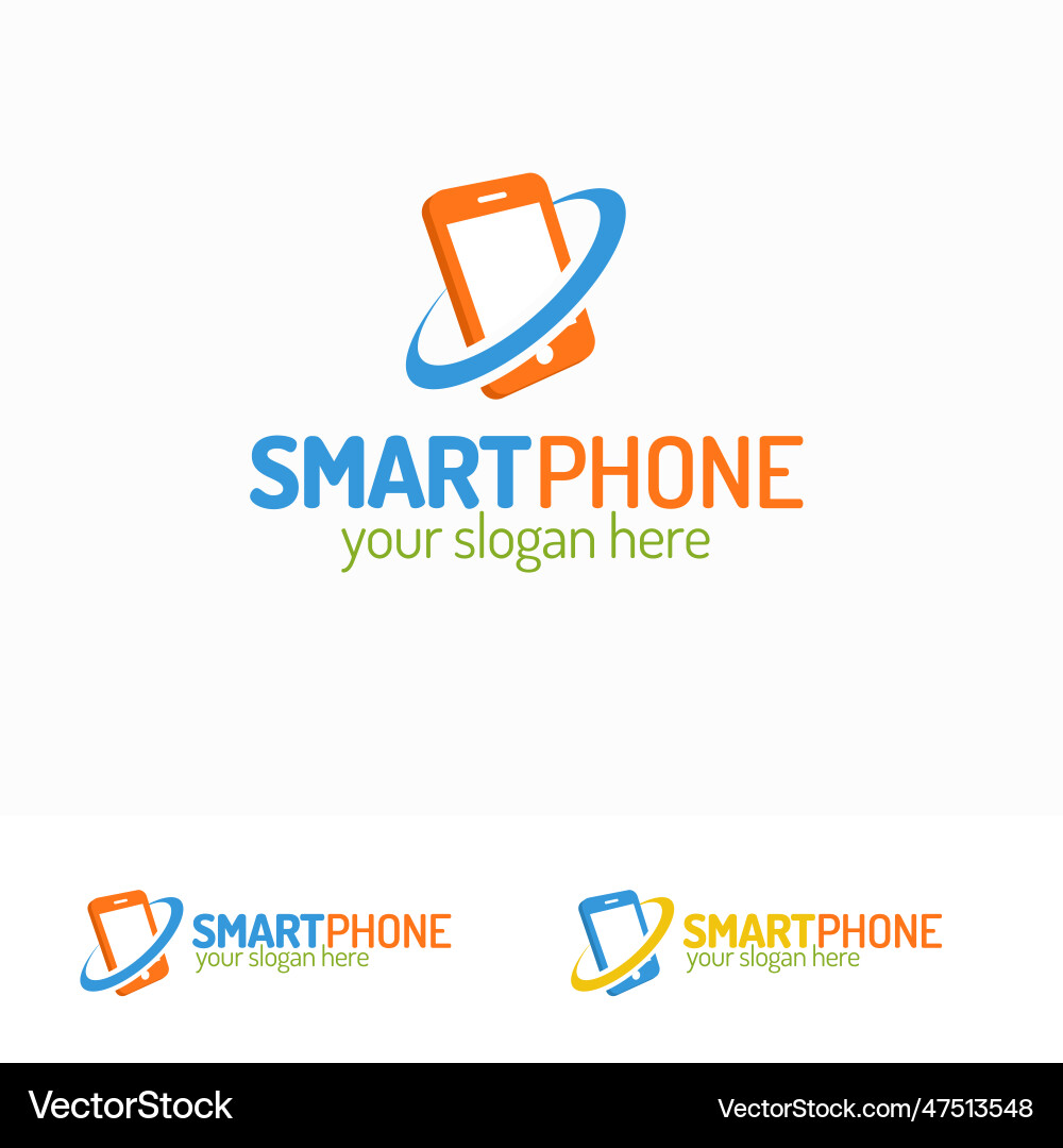 Smartphone logo set with silhouette phone Vector Image