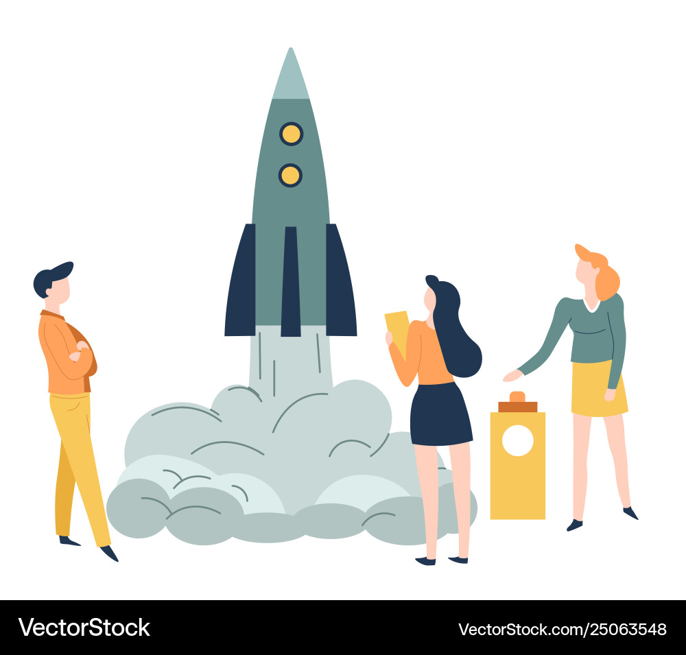 Startup concept rocket or spaceship start Vector Image