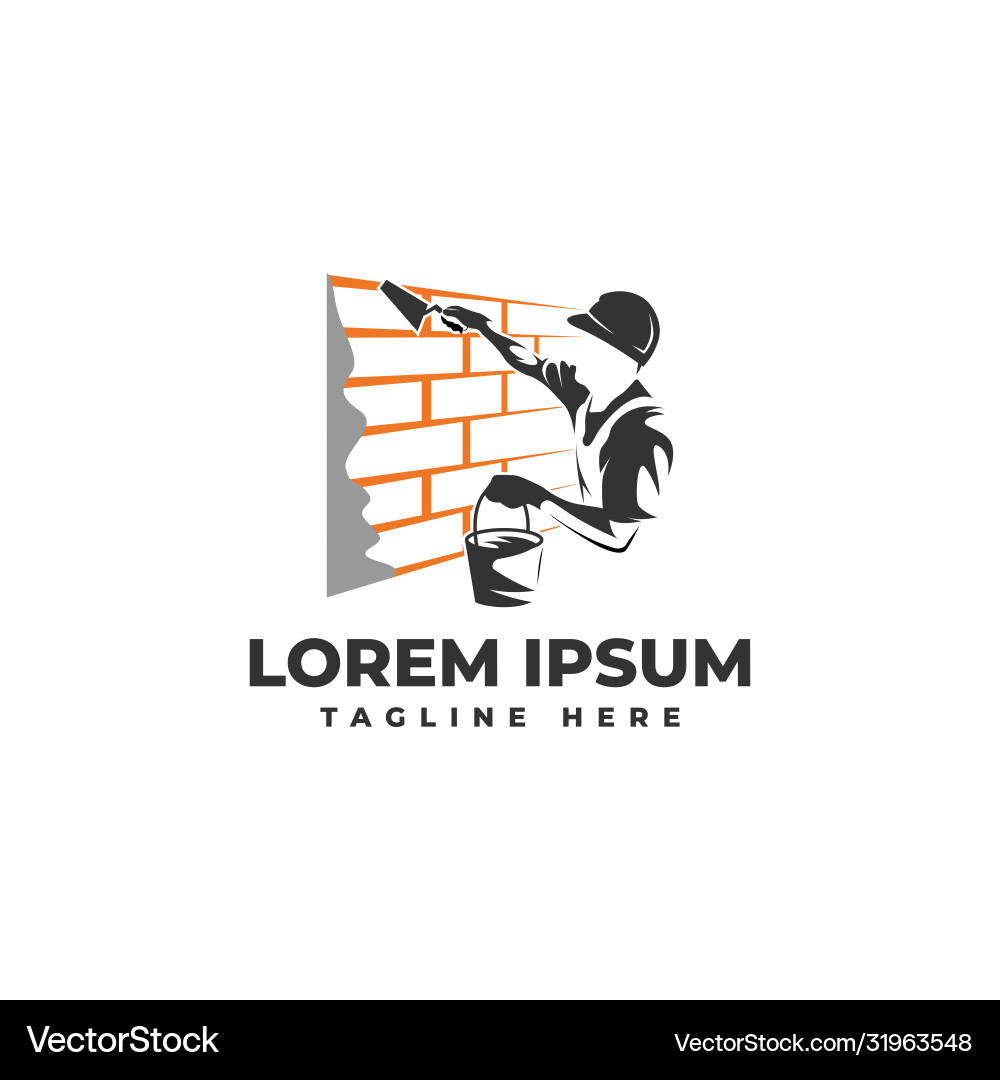 Stucco worker repair and plastering logo Vector Image