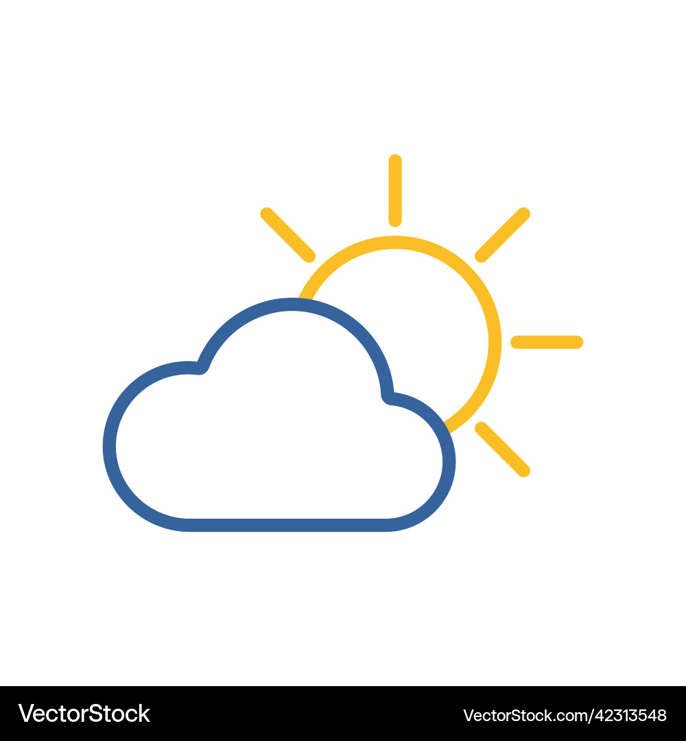 Sun and cloud icon weather sign Royalty Free Vector Image