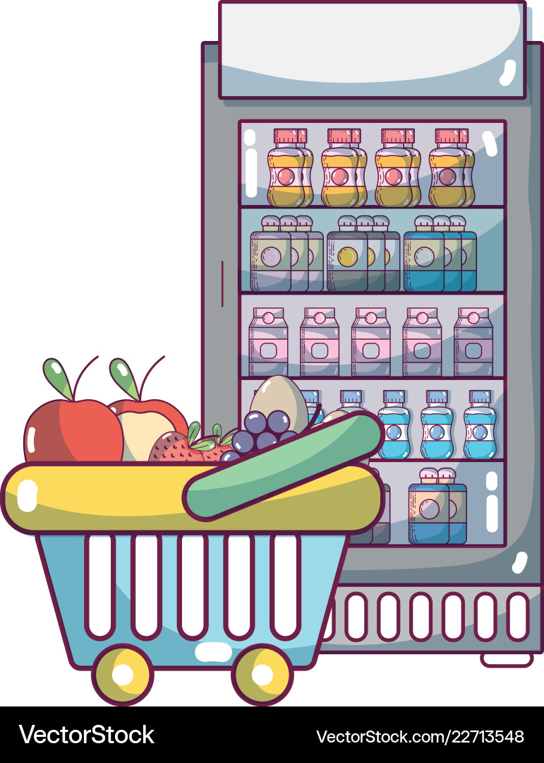Supermarket grocery products cartoon Royalty Free Vector