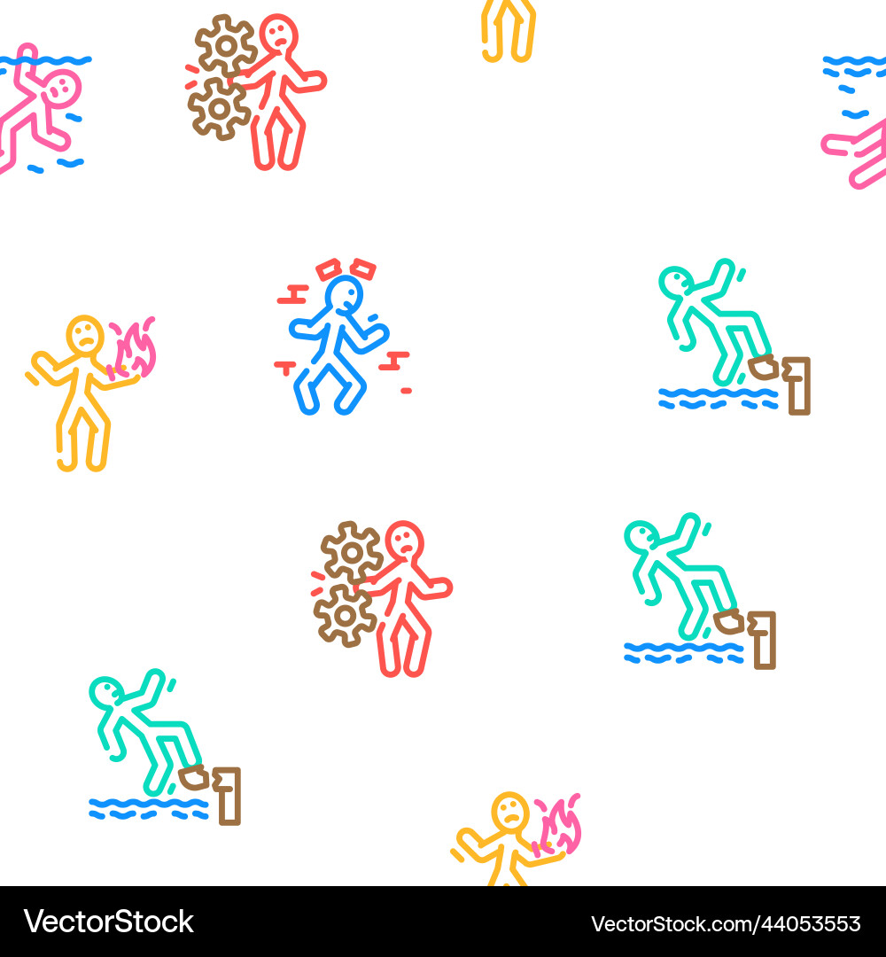 Accident injury man person seamless pattern Vector Image