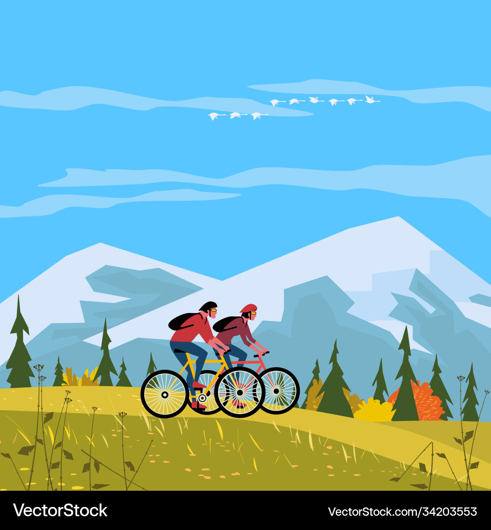 Autumn mountain valley sport activity poster Vector Image