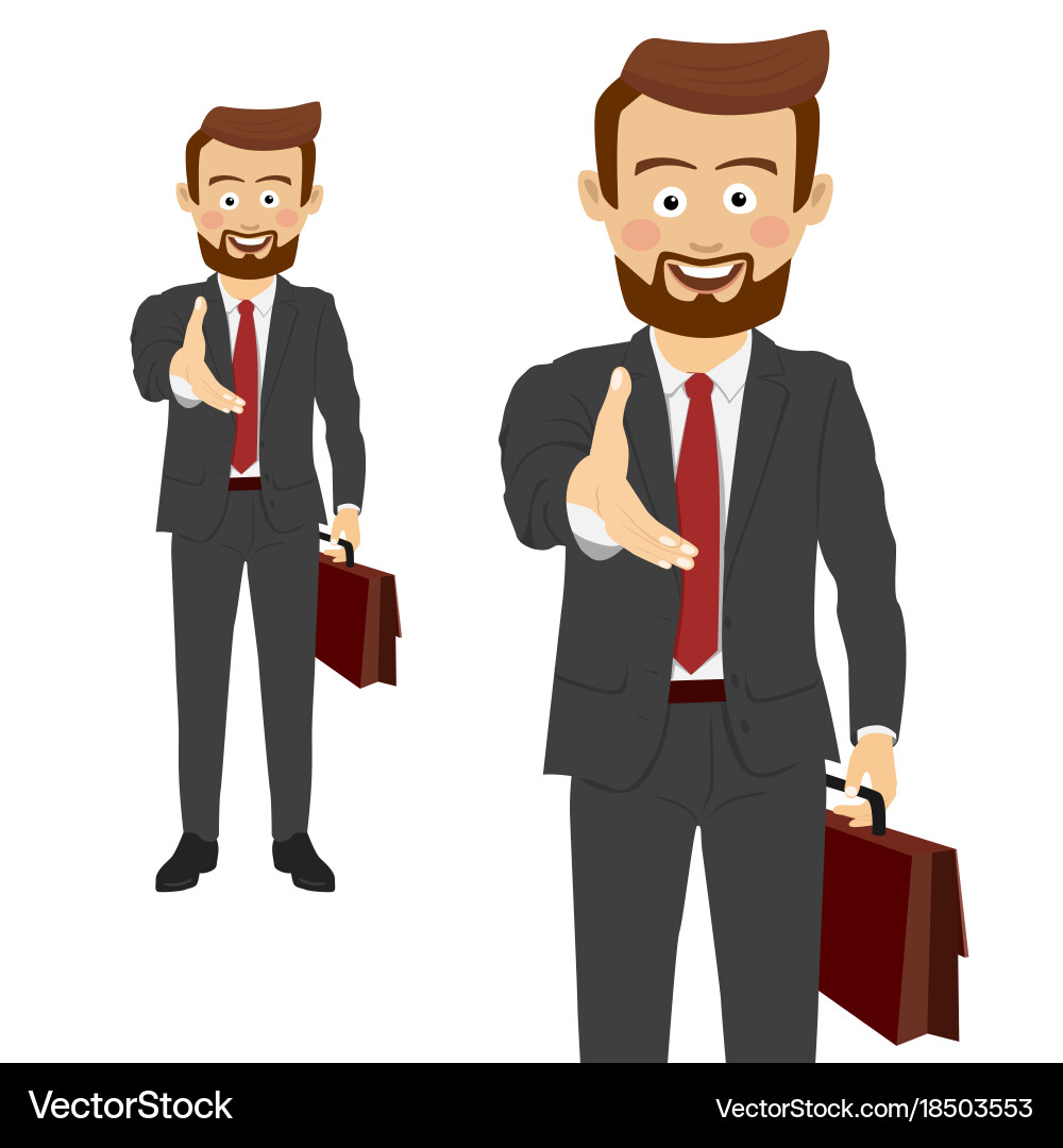 Businessman giving his hand for handshake Vector Image