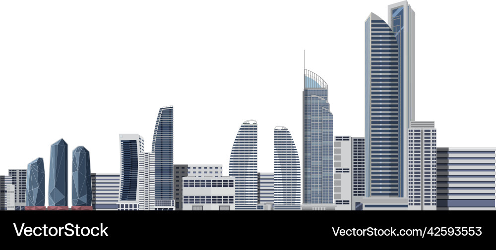 City skyscraper buildings on white background Vector Image