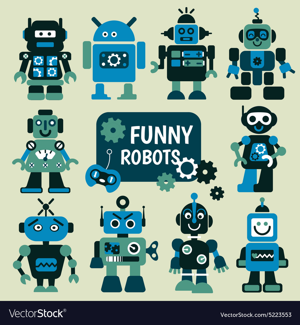 Funny robots set Royalty Free Vector Image - VectorStock
