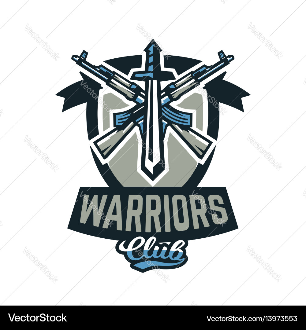 Logo emblem military weapons machine guns Vector Image