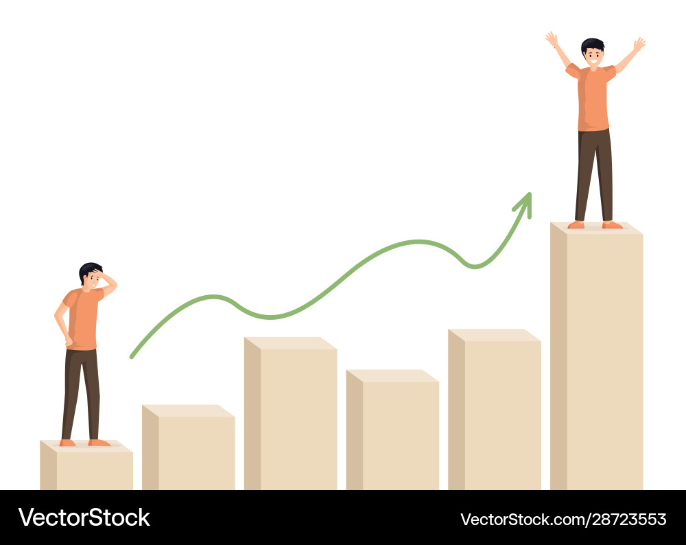 Man climbing bar graph male Royalty Free Vector Image