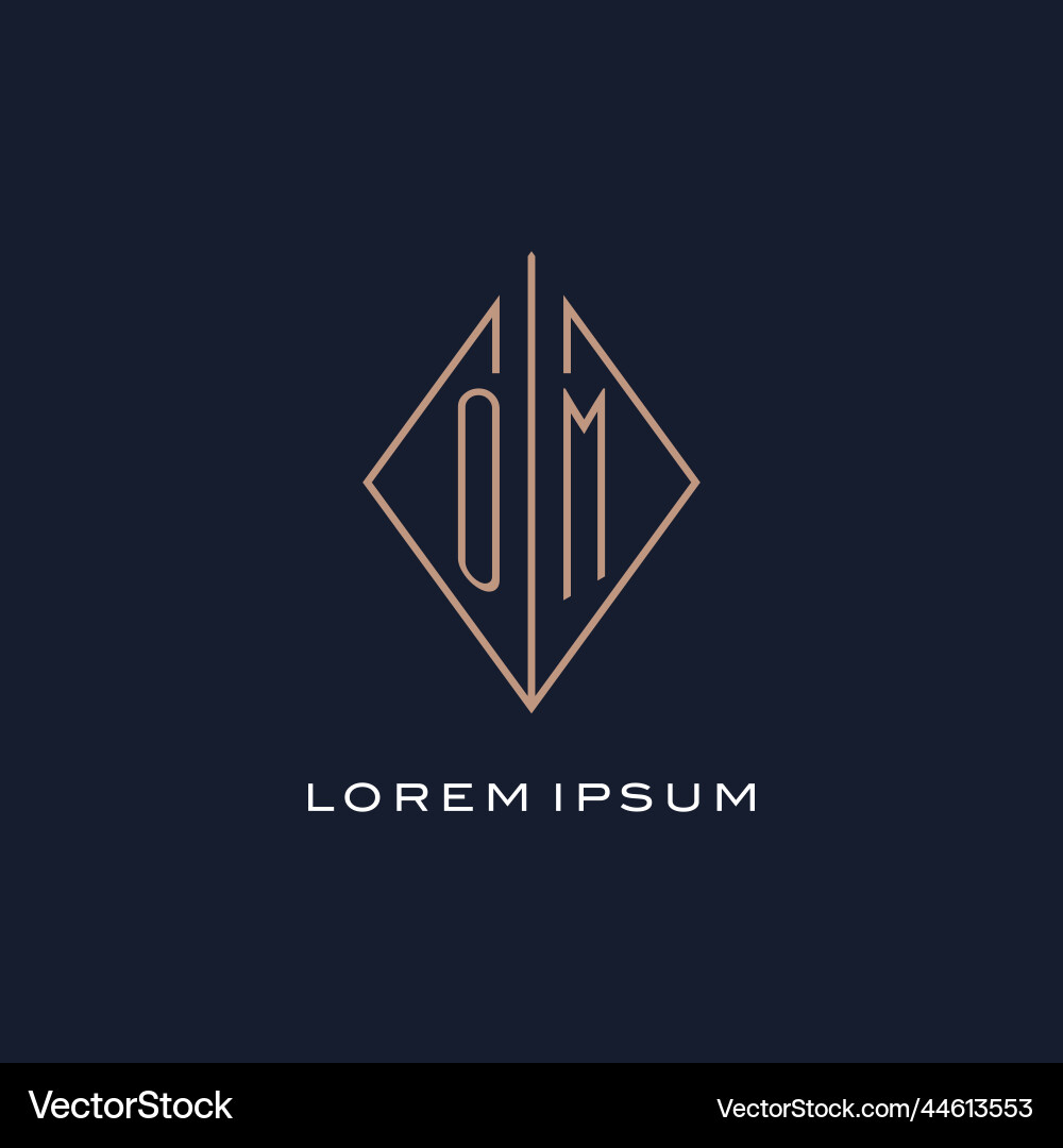 Monogram om logo with diamond rhombus style Vector Image
