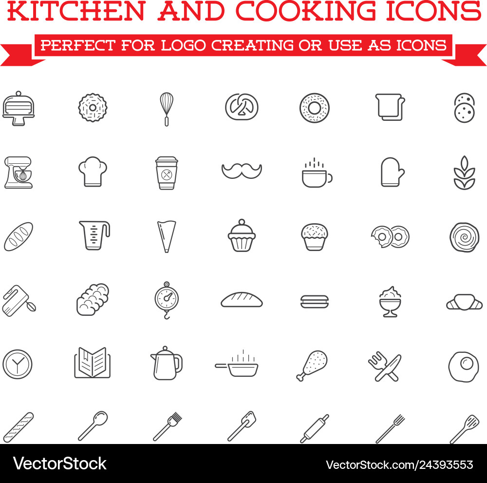 Set of cooking kitchen icons includes Royalty Free Vector