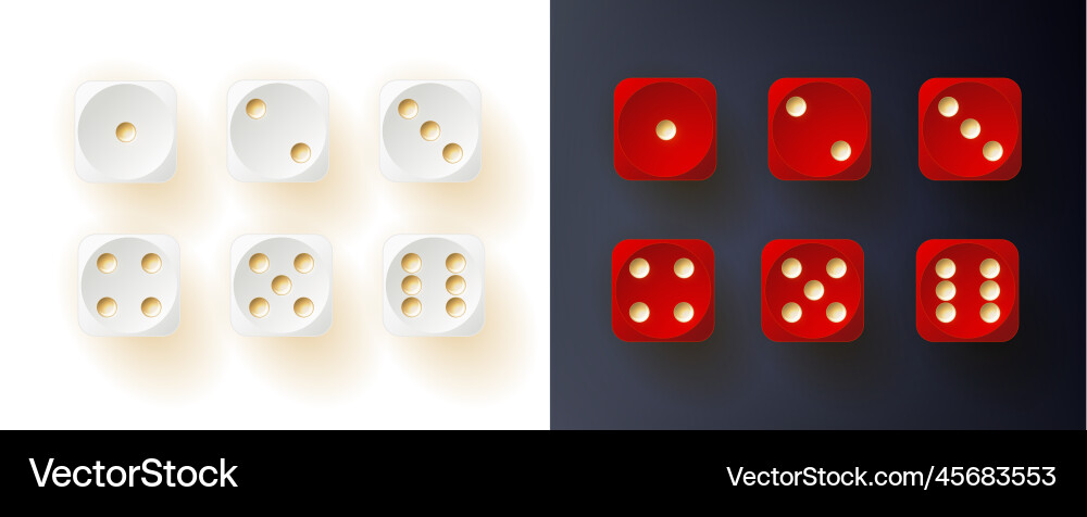 Set of dices in different colors Royalty Free Vector Image
