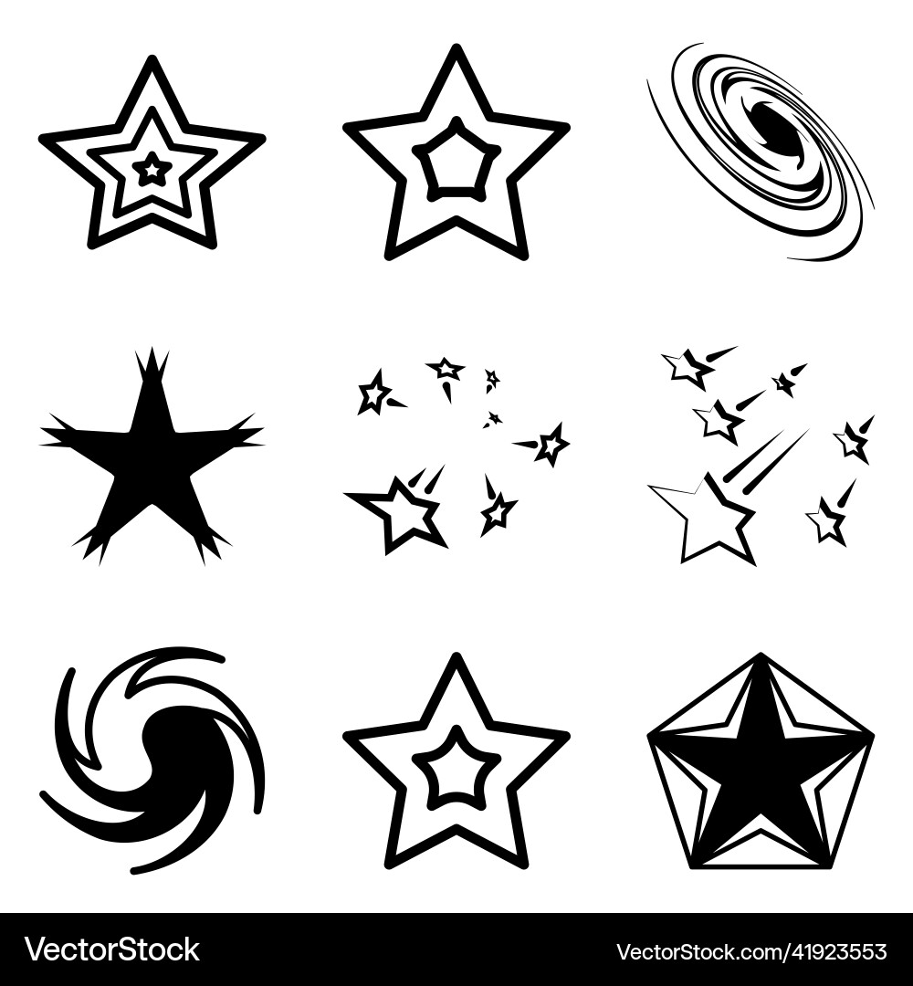 Stars2 flat icon set isolated on white background Vector Image