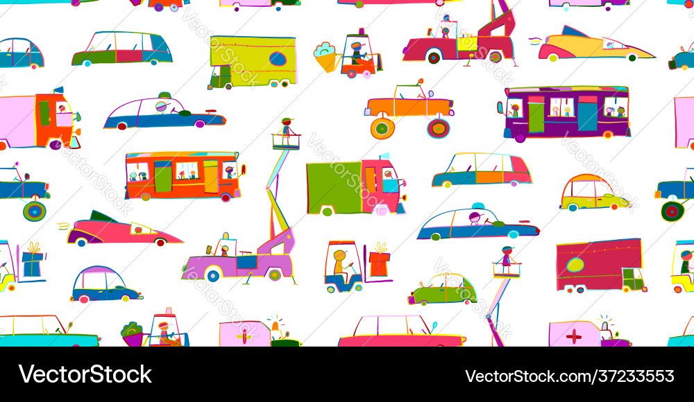Traffic jam cars on road seamless pattern Vector Image