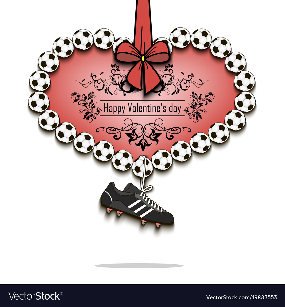 Valentines day and heart from soccer balls Vector Image
