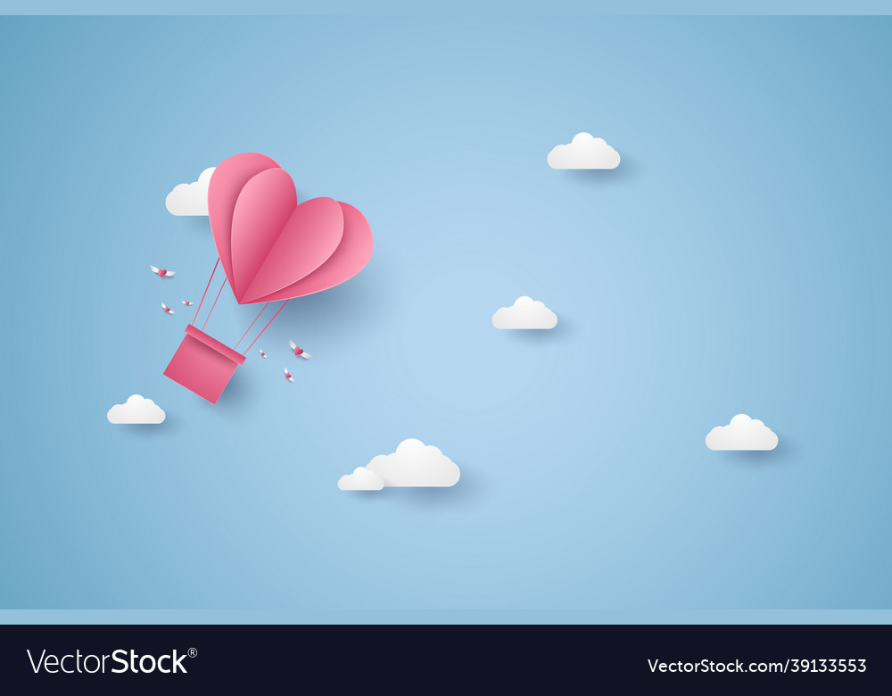 Valentines day of love pink heart hot air balloon Vector Image