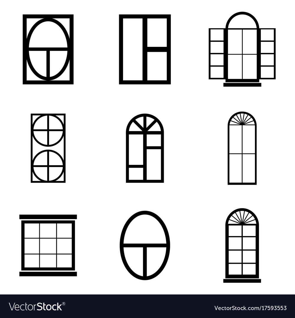 Window icon set Royalty Free Vector Image - VectorStock